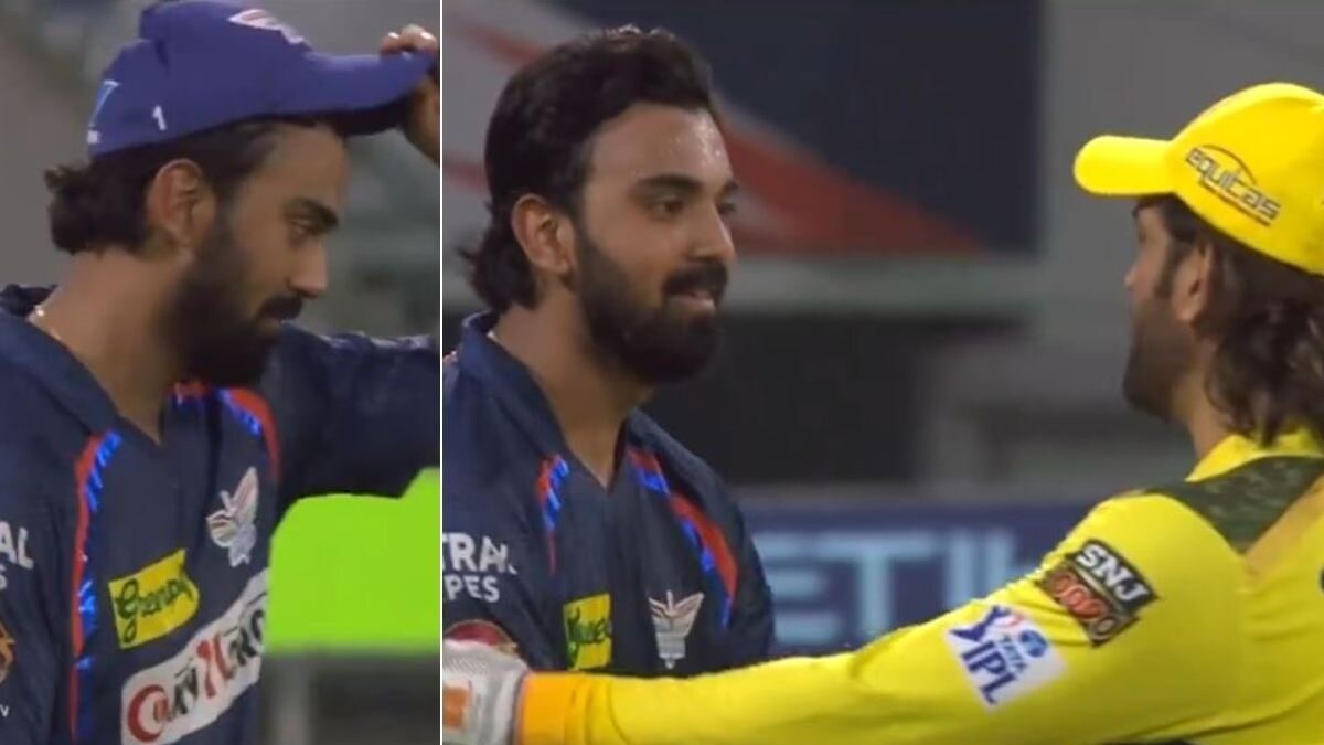 KL Rahul Shows Respect MS Dhoni, Takes Off His Cap Before Shaking Hands ...