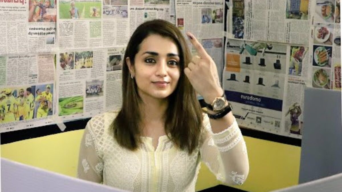 Trisha Casts Her Vote in Lok Sabha Elections 2024, Takes a Selfie With ...