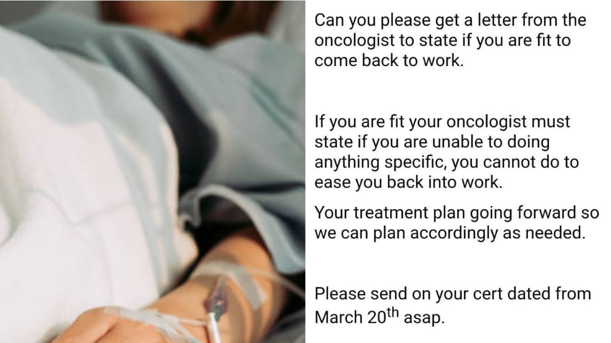 Woman With Stage 4 Cancer Asked to Come Back to Work, Manager's 'If You ...