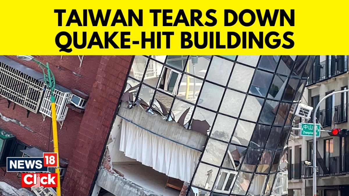 Taiwanese authorities tear down quake hit buildings across the cities ...