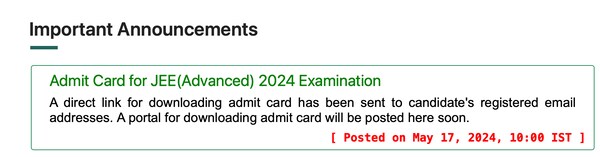 JEE Advanced Admit Card 2024 Live Updates: Hall Tickets Released at ...