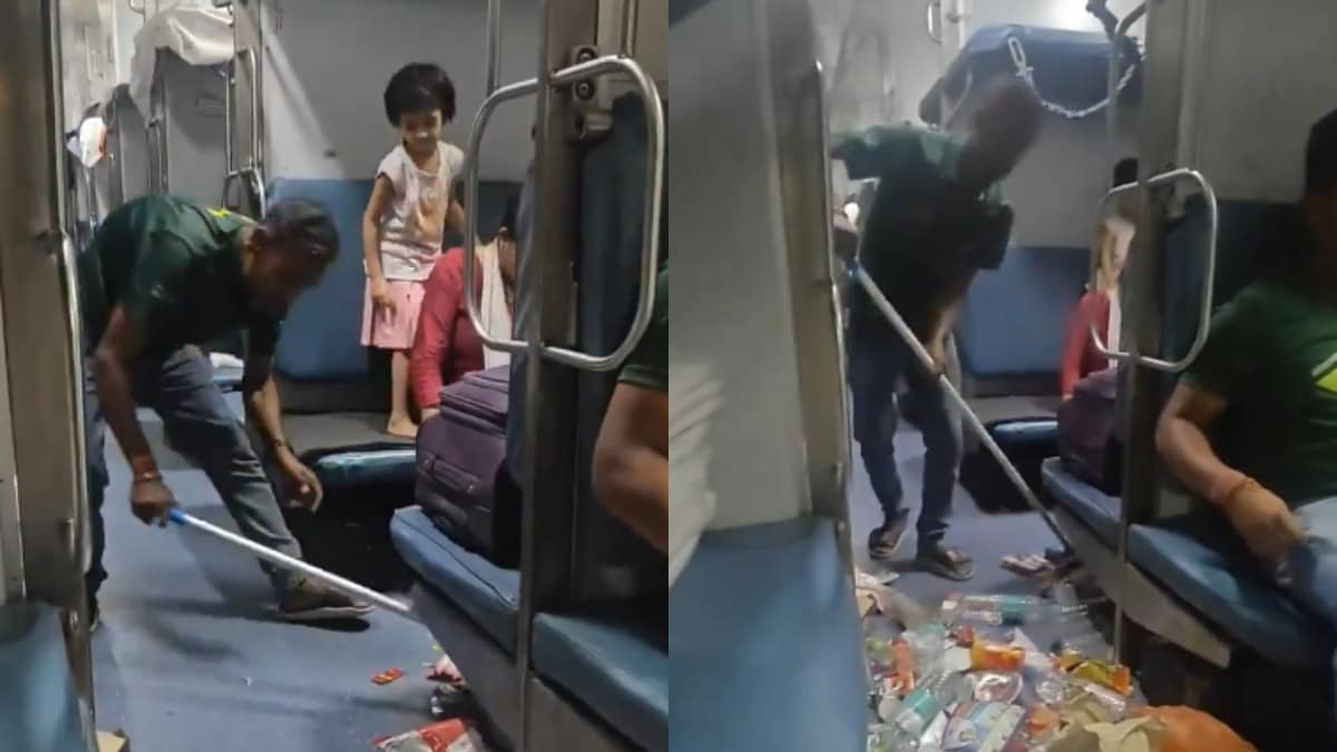 This Video Of Sanitation Worker Cleaning Train Coach Stirs Civic Sense ...