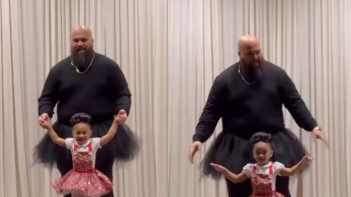 Best Dad Award Goes To This Man In Black Tutu Skirt - Watch | Viral ...
