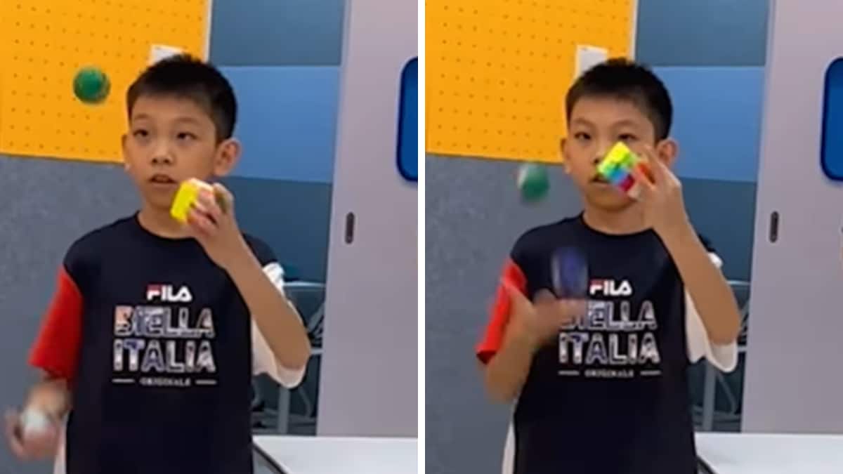 In Less Than 11 Seconds, Little Boy Solves Rubik's Cube While Juggling Balls | Viral News - News18