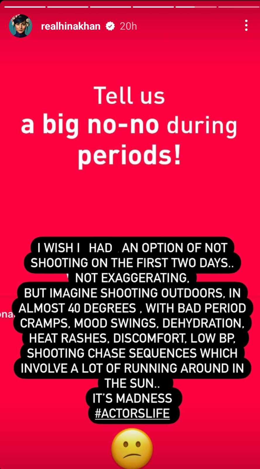 Hina Khan Hopes Actresses Get To Skip Shoot On First Two Days of ...