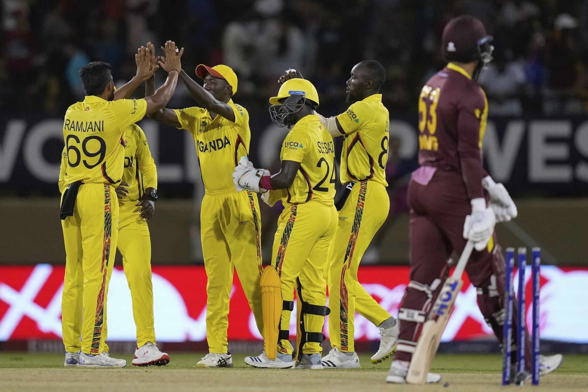 WI vs UGA, T20 World Cup 2024 in Photos: Akeal Hosein's Fifer Helps ...