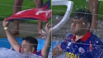 WATCH: Nepali Fan Jumps in the Pool to Celebrate Wicket Taken by ...