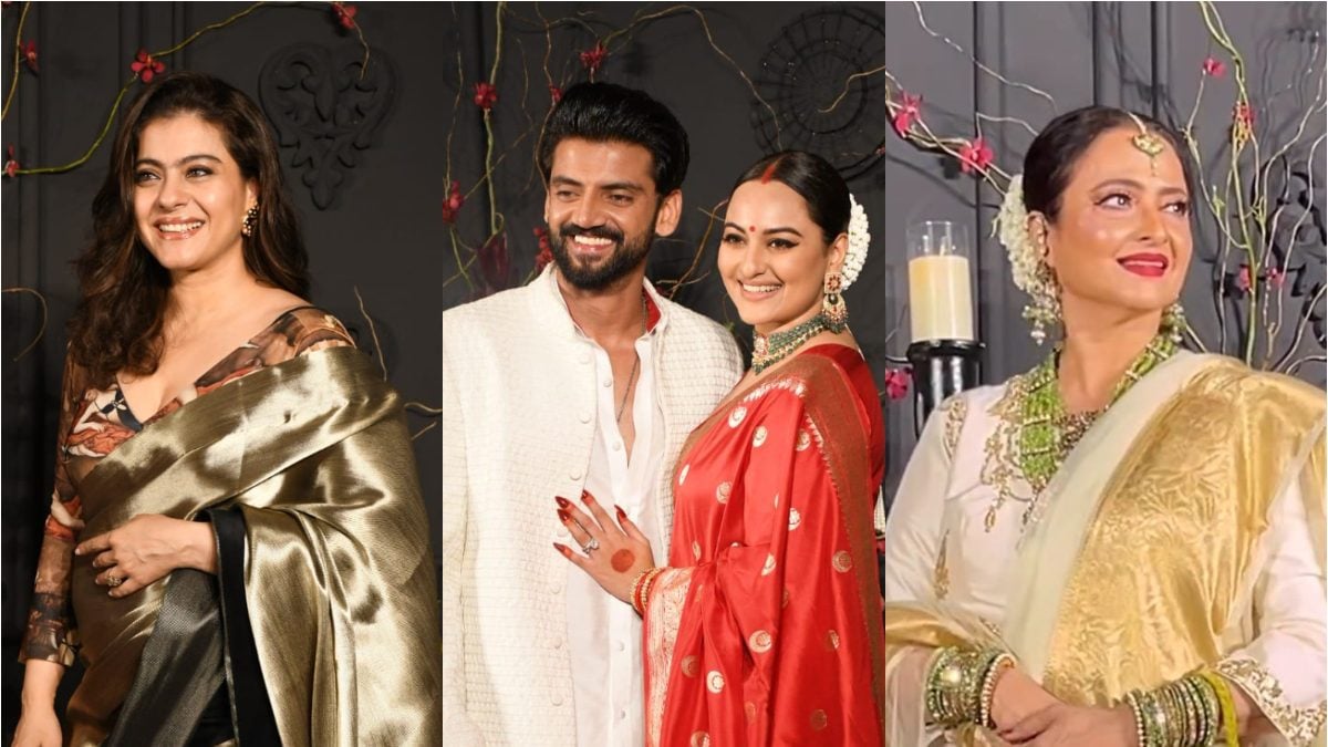 Sonakshi Sinha-Zaheer Iqbal Wedding: Kajol, Aditya Roy Kapur and Rekha Attend Reception | Photos