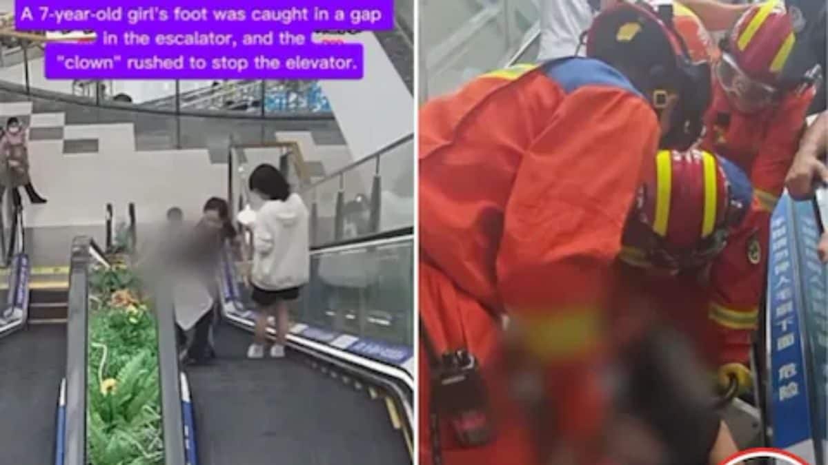 Watch: Little Girl’s Foot Gets Stuck In Escalator | Viral News - News18