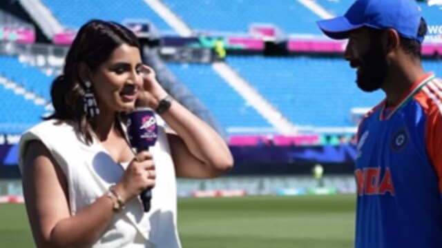 Jasprit Bumrah Gets Interviewed By His Wife Sanjana Ganesan After Pakistan Win | WATCH | Cricket ...