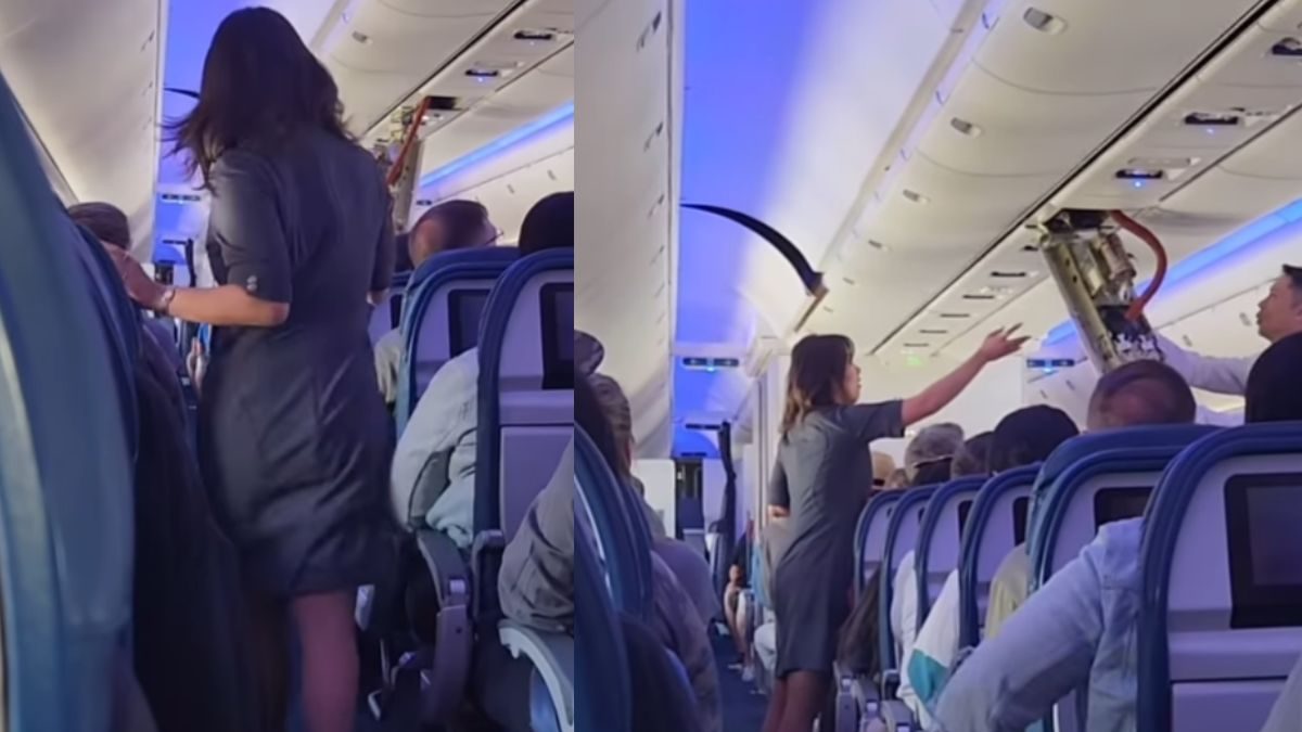 Watch: Delta Flight Attendants Fix Loose Ceiling Panel Mid-Air | Viral News - News18