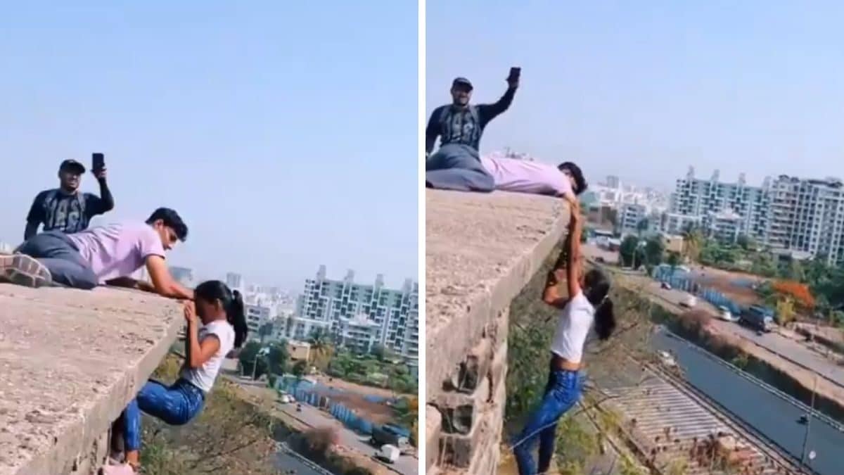 Girl Dangles Mid-air For Reel, Pune Police Arrest 2 For Daredevil Stunt ...