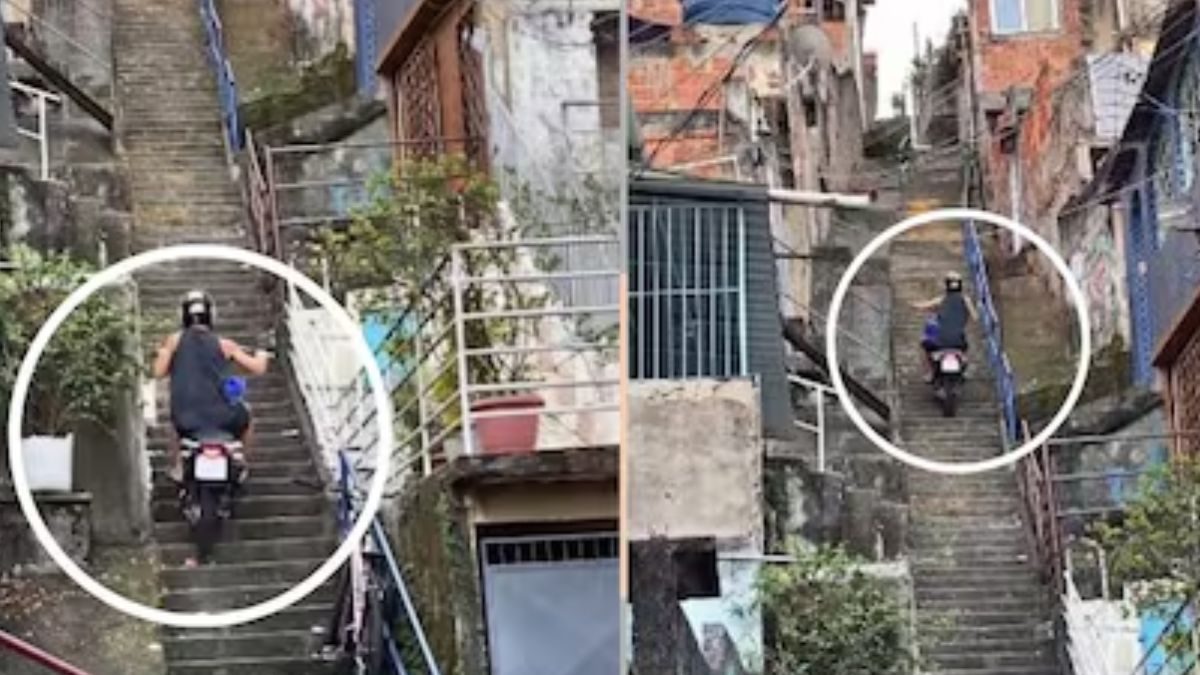Video Of Man Riding His Bike Up The Stairs Leaves Internet Impressed ...