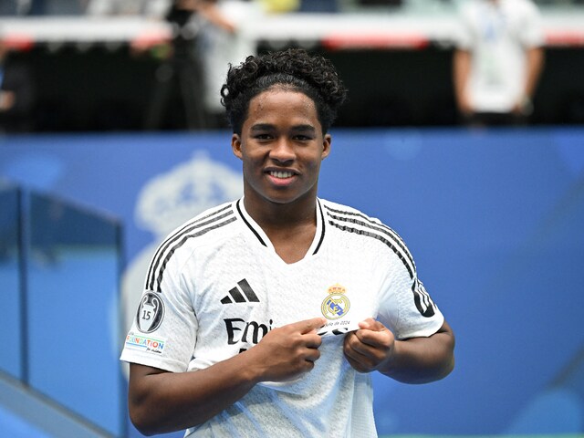 Brazilian Teenager Endrick Unveiled by Real Madrid at Santiago Bernebeu ...