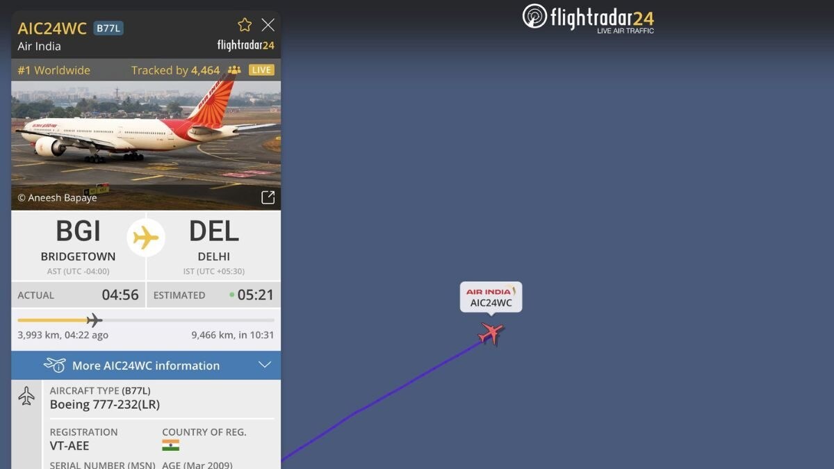 Air India 'AIC24WC' Carrying T20 World Cup Winners Becomes 'Most ...