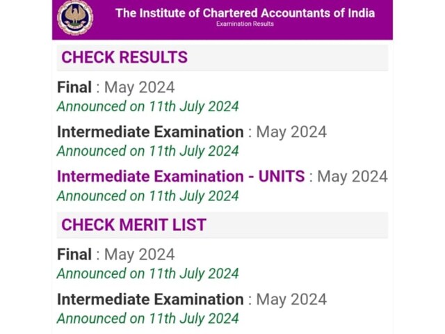 ICAI CA Results 2024: CA Final & Inter May Exam Results (OUT)| Link To ...