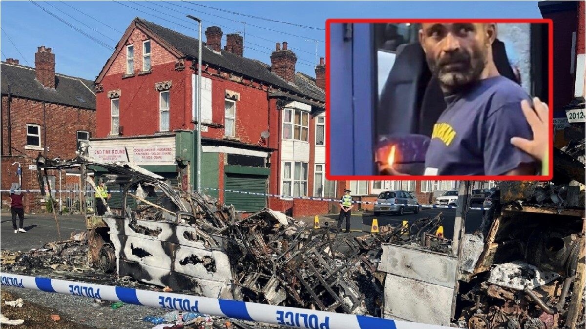 Riots In Leeds: Man Filmed Setting Bus On Fire Arrested, Farage Says ...