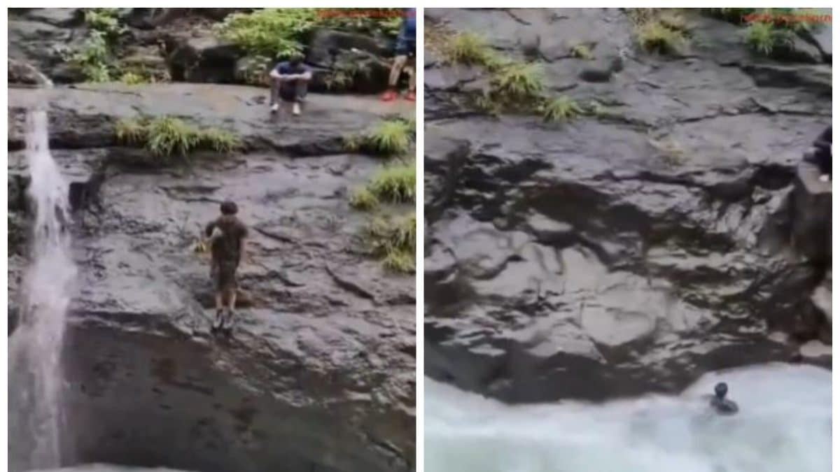 Video: Man Washed Away By Strong Currents of Pune Waterfall Days After ...