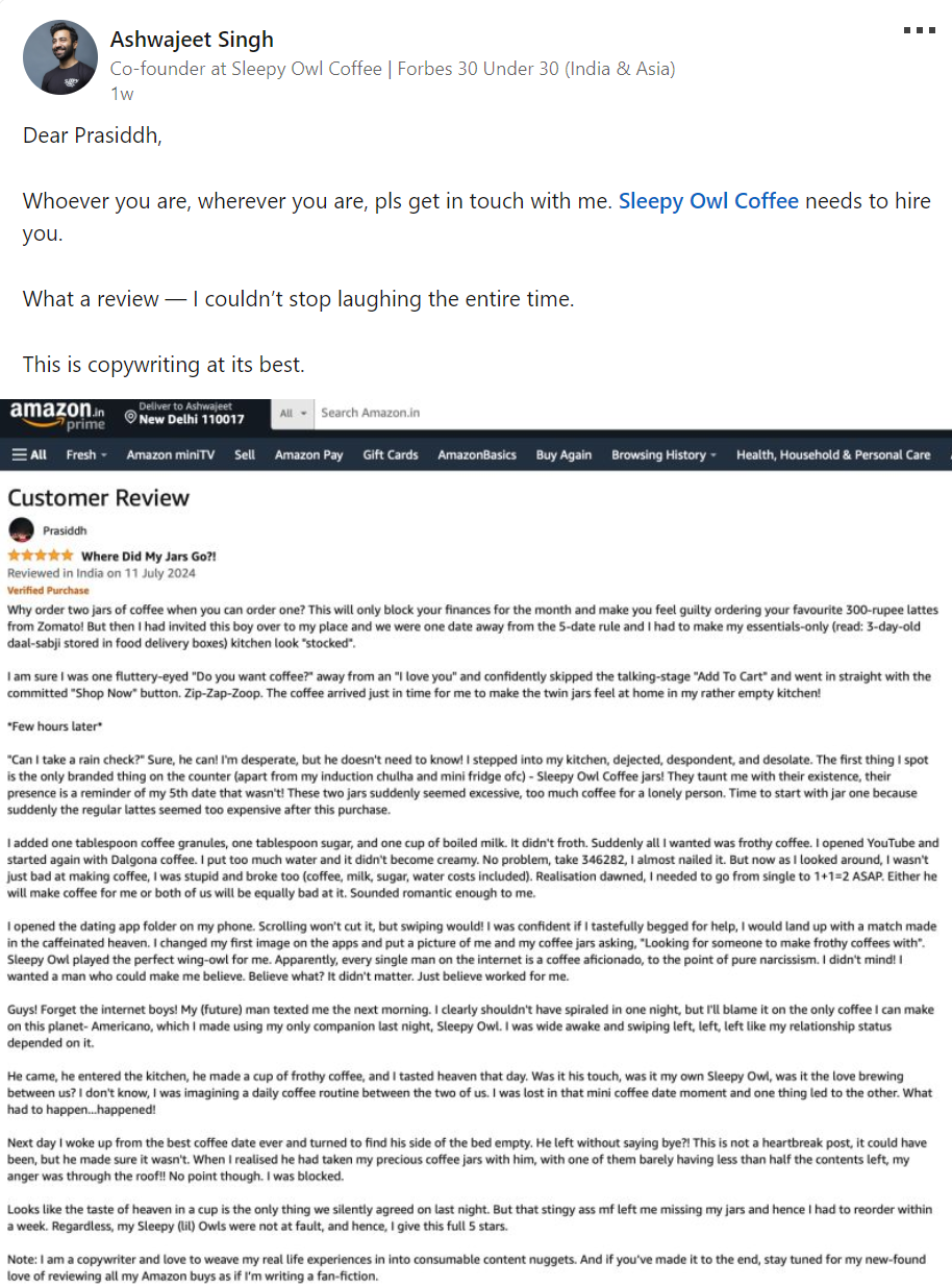 How This Woman's Candid Coffee Review Landed Her A Job At Sleepy Owl ...