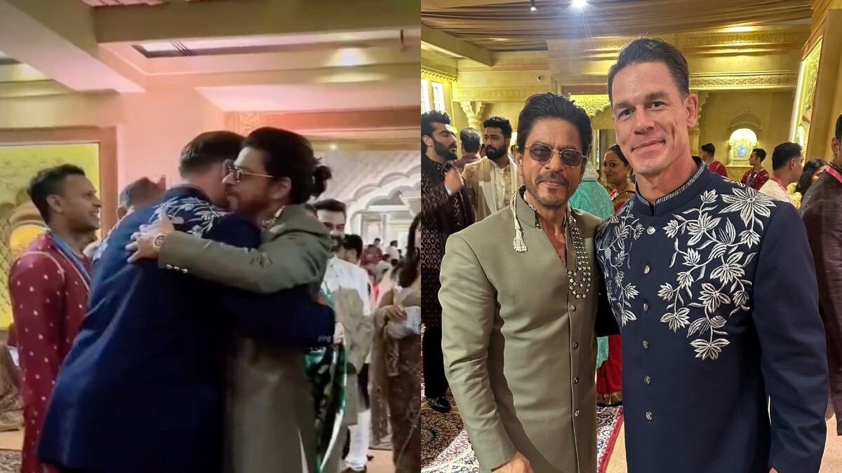 Shah Rukh Khan Gives Tight Hug to John Cena at Anant Ambani's Wedding ...