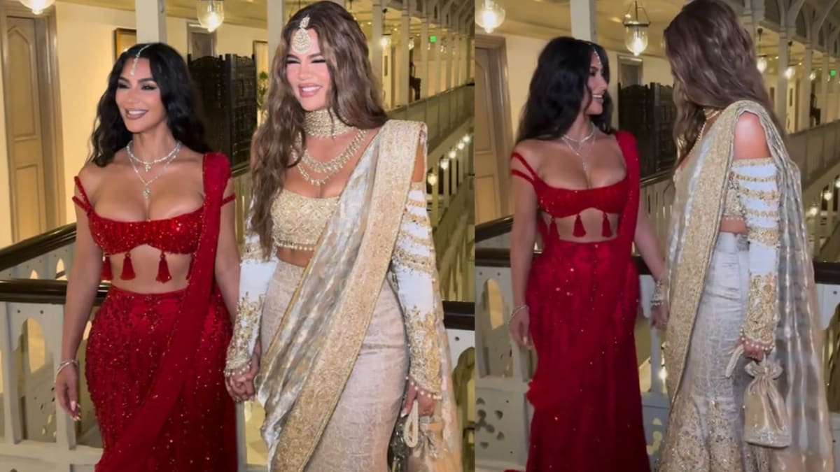 Kim and Khloe Kardashian Give Desi Drama in Manish Malhotra Sarees, at ...