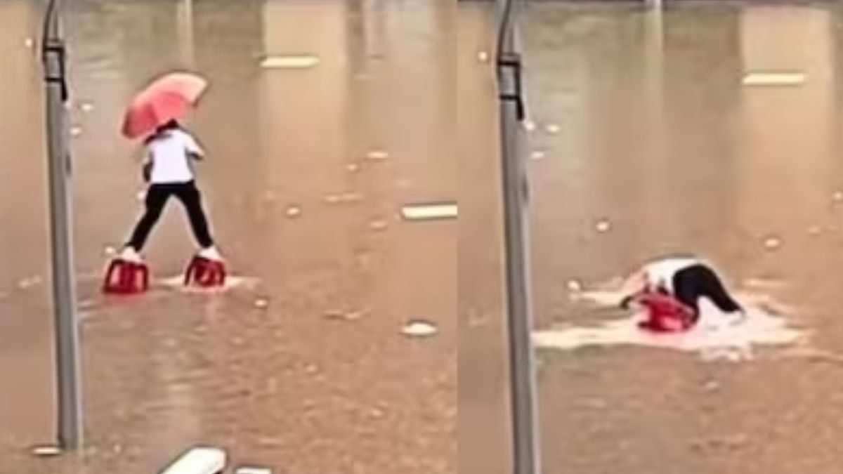 Watch: Man Uses Plastic Stools As Shoes To Wade Through Waterlogged ...