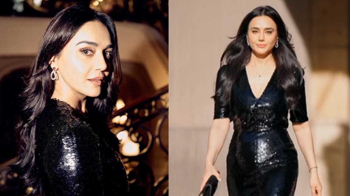 Preity Zinta Lights Up Paris In Sequin-Embellished Black Dress ...