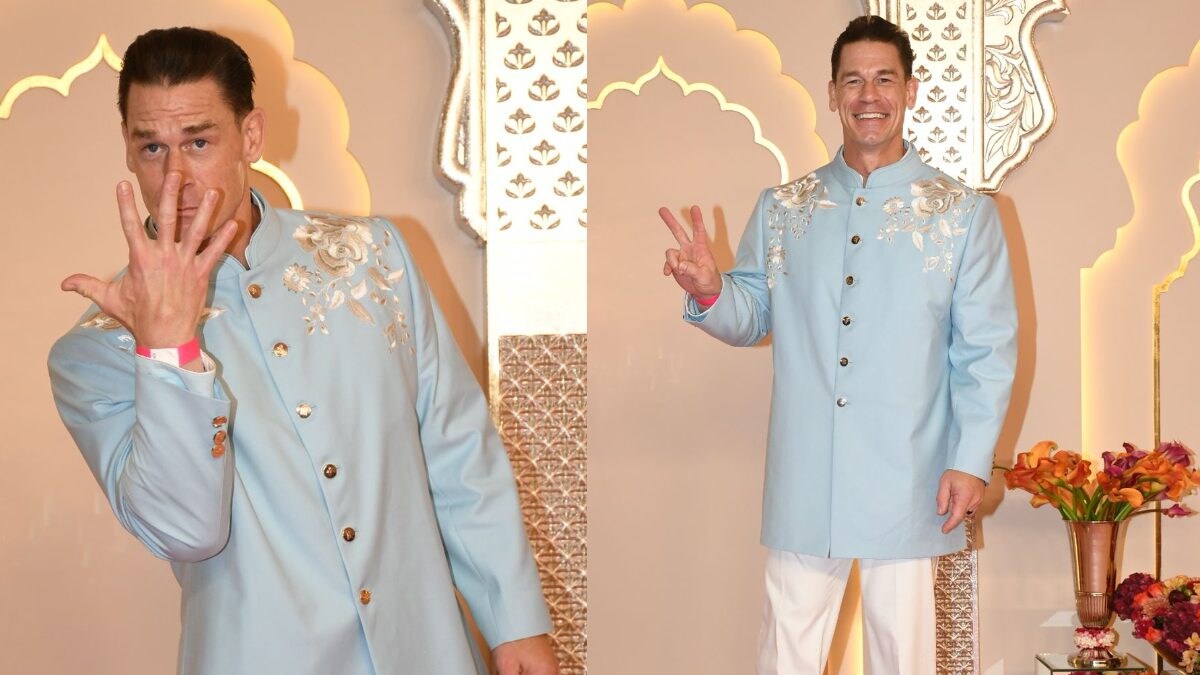 John Cena Stuns in Dashing Turquoise Sherwani at Anant Ambani-Radhika ...