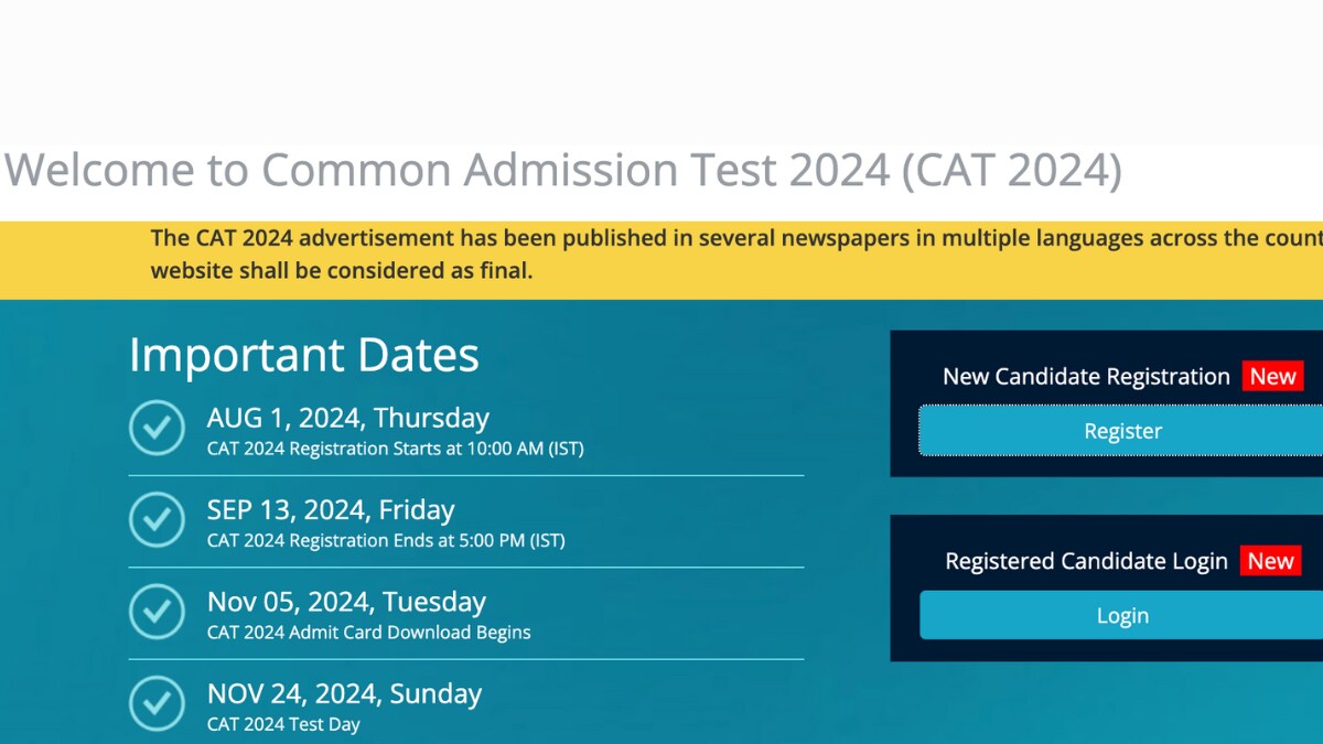 CAT 2024 Registrations Begin at iimcat.ac.in; Apply by September 13 ...