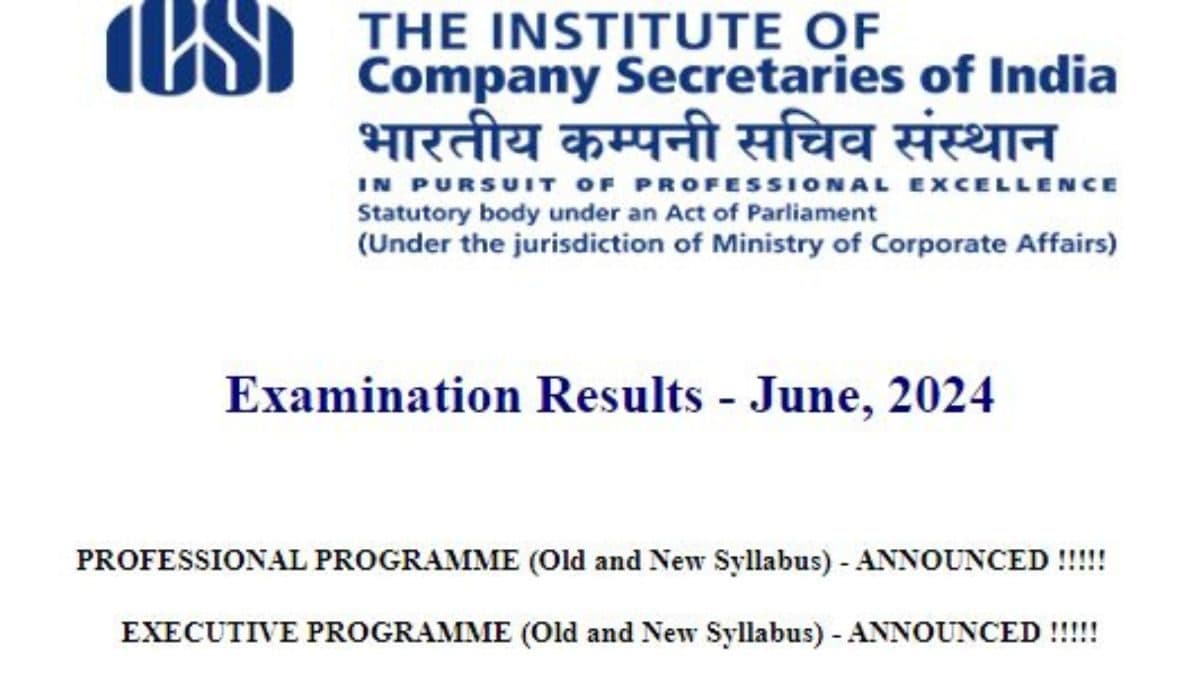 ICSI CS Executive Exam Results For June 2024 Session Declared at icsi ...