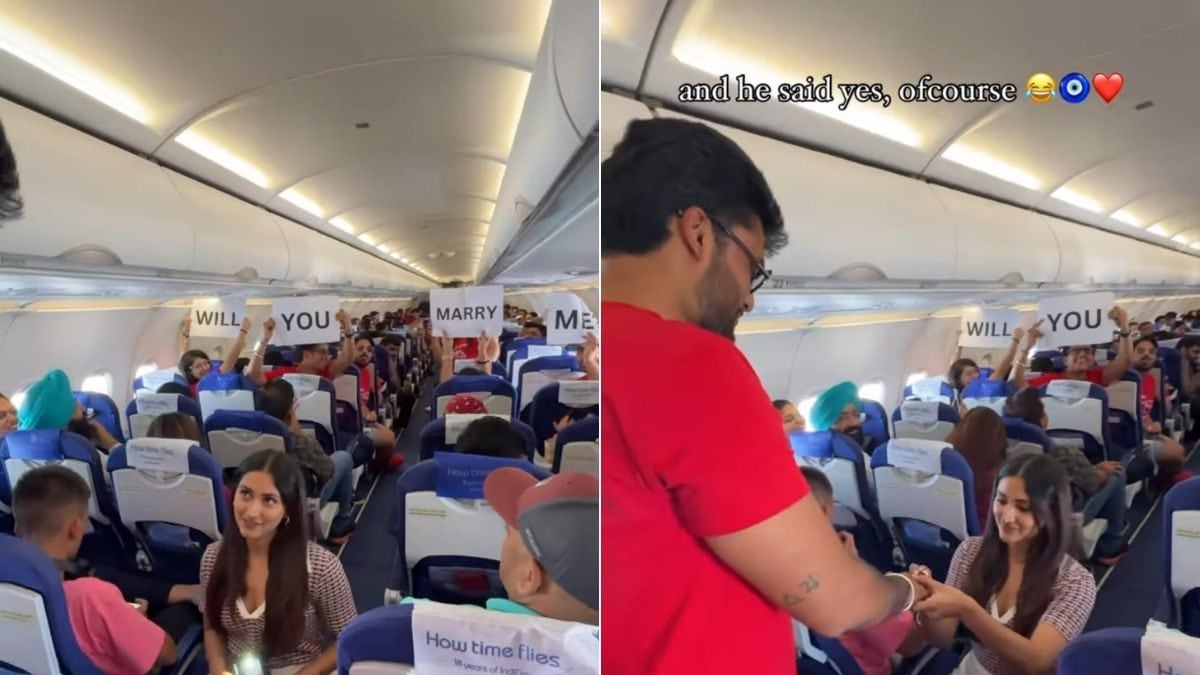 Indian Woman Surprises Boyfriend On IndiGo Flight, Mid-air Proposal ...