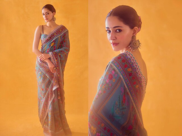 Ananya Panday Turns Heads In A Torani Floral Silk Saree At Rajadhiraaj ...