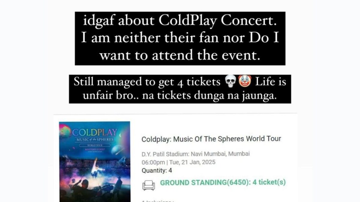 'Won't Attend, Won't Sell': YouTuber With Coldplay Tickets Mocks Indian ...