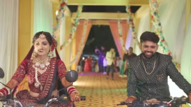 Video Of Bride And Groom Entering Wedding Venue On Bullet Bikes Viral ...