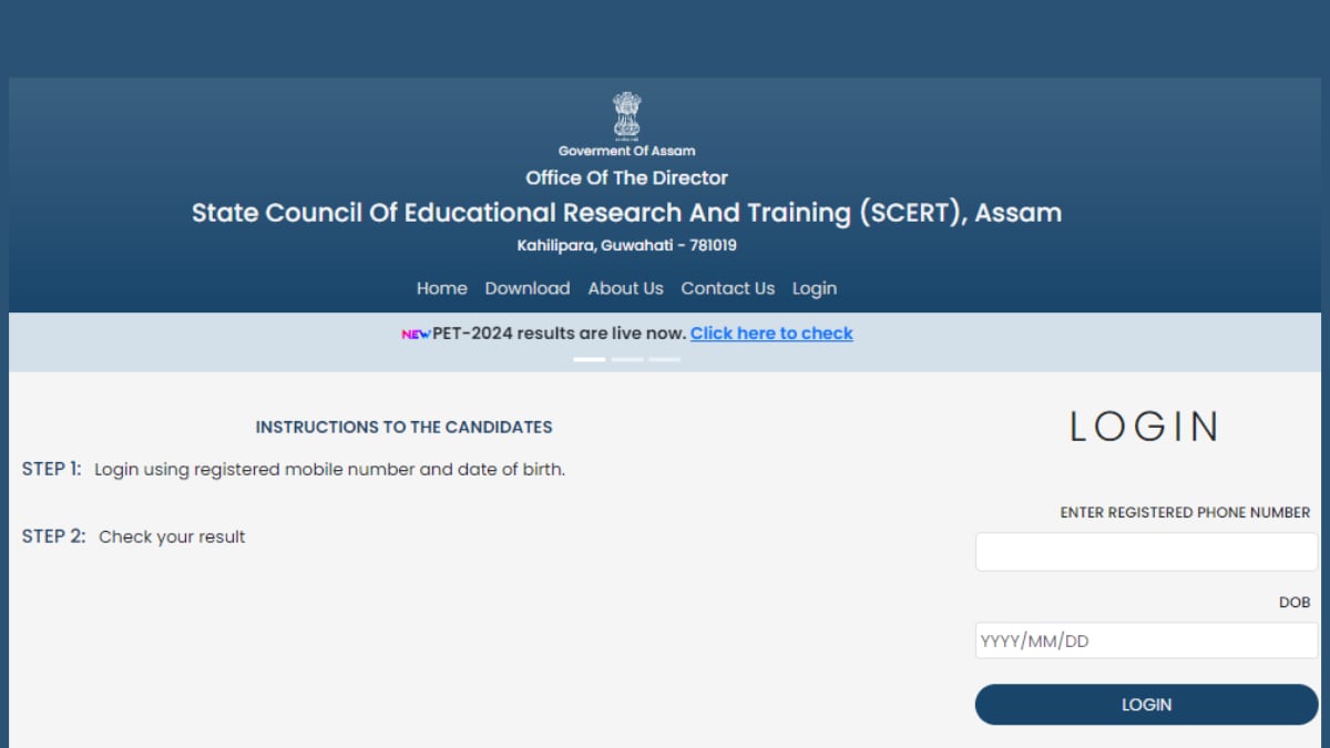 SCERT Assam DElEd PET Result 2024 Out At scertpet.co.in, Direct Link To ...