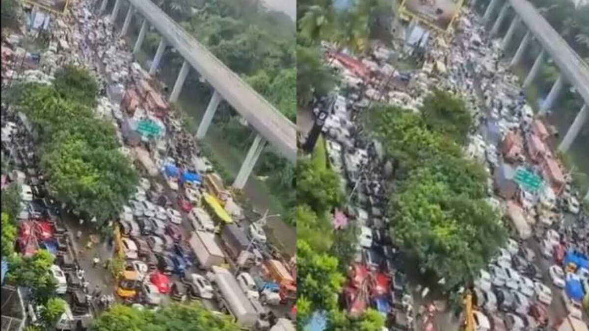 Massive Traffic On Thane's Ghodbunder Road After Truck Falls Off Flyover | Video - News18