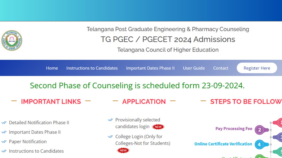 TS PGECET 2024 Counselling Phase 2 Schedule Released At pgecetadm.tsche.ac.in, Check Time Table ...