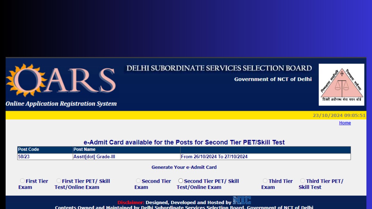 DSSSB Skill Test Admit Card 2024 Out, Direct Link To Download Here ...