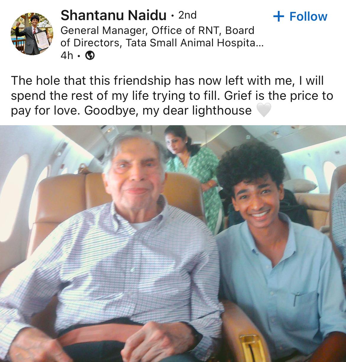 'Grief Is The Price To Pay...': Ratan Tata’s Assistant Shantanu Naidu ...