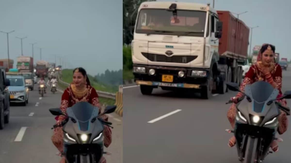 Video Of Woman, Dressed In Bridal Attire, Riding Sports Bike Viral ...