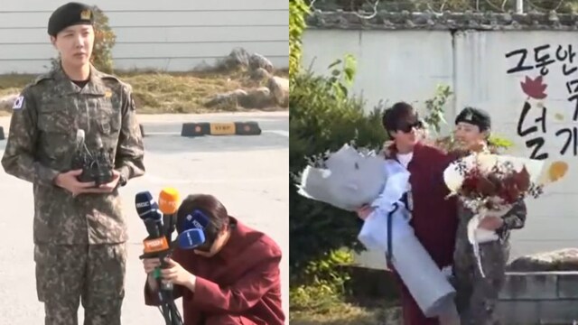 BTS' J-Hope Discharged From Military; Jin Goes Down on One Knee For Him ...