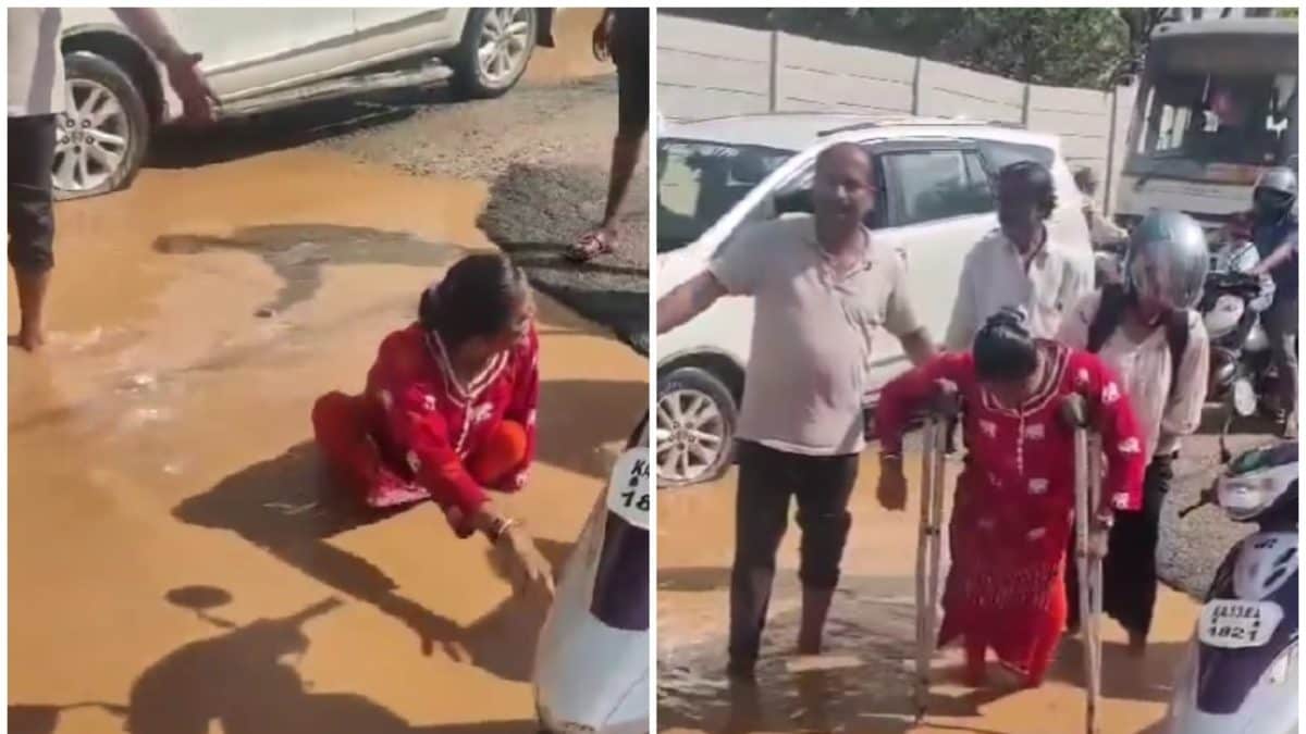'Another Day In Paradise': JDS Slams Siddaramaiah After Woman Falls Into Pothole On Waterlogged ...