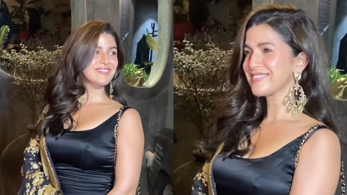 Nimrat Kaur Turns Heads In A Chic Black Gown With Golden Shawl At An ...