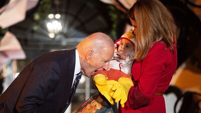 Joe Biden 'Bites' Baby Dressed As Chicken At White House Halloween ...