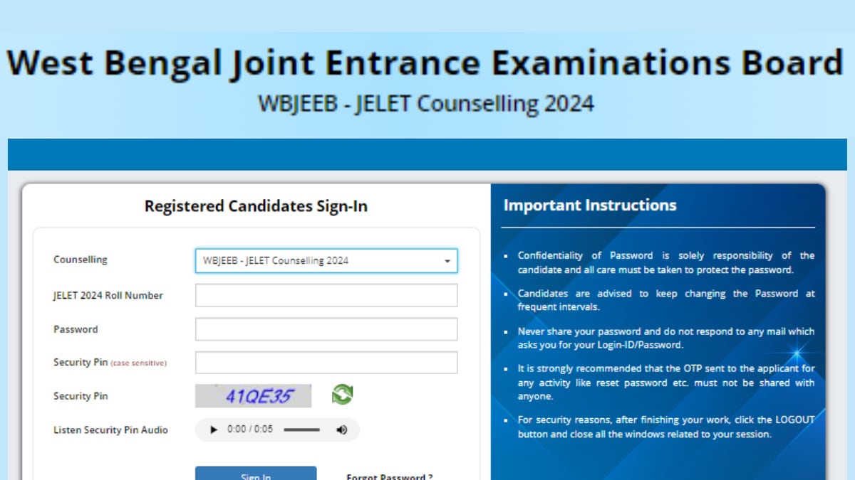 WBJEEB JELET Counselling 2024 Registration Begins At wbjeeb.nic.in ...