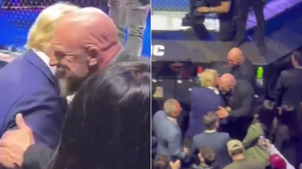 US President-Elect Donald Trump Hugs Triple H At UFC Fight Night In New ...