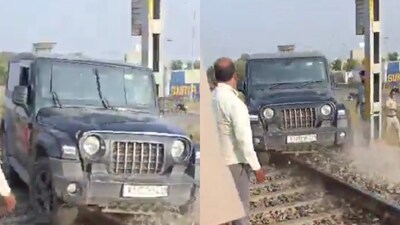 Drunk Man Drives Thar On Railway Track To Shoot Reel, Gets Stuck As ...