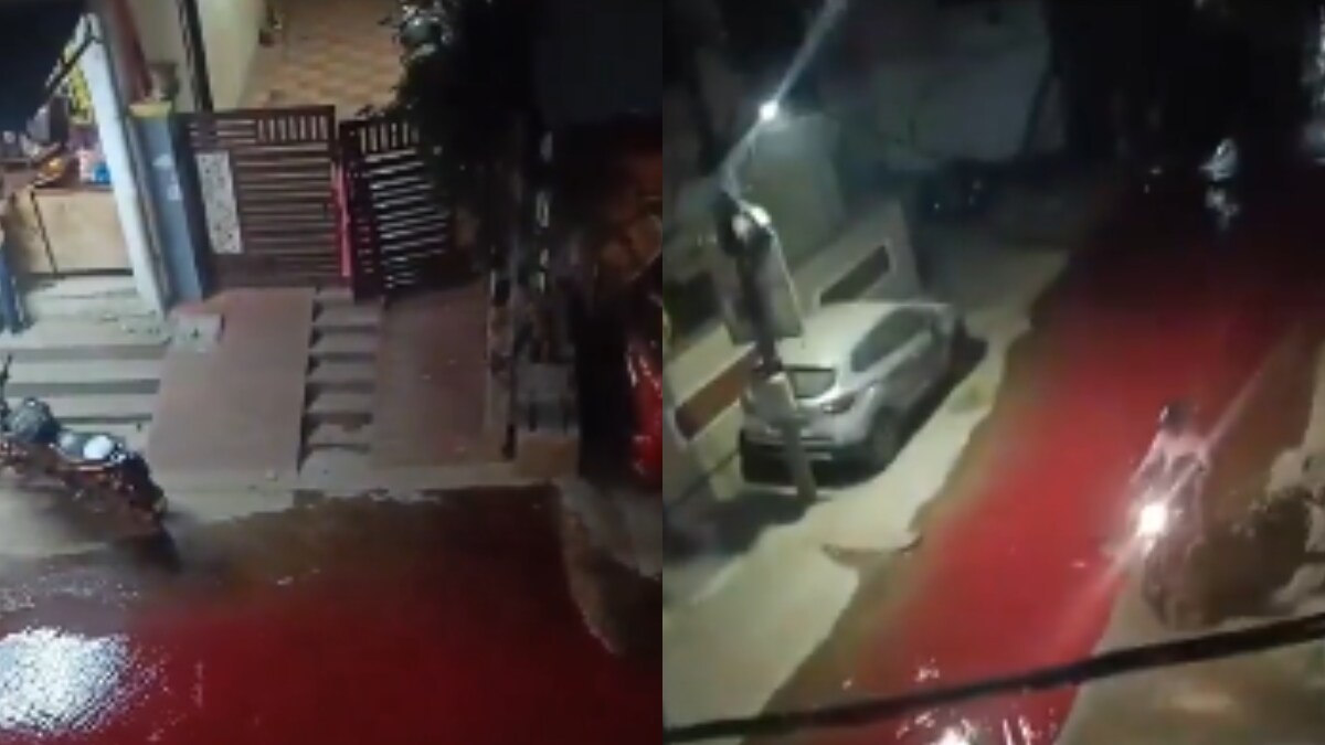 Mysterious Blood-Red Liquid Floods Hyderabad Streets, Causes Panic ...