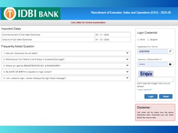 IDBI Bank ESO Admit Card 2024 Out At idbibank.in, Direct Link To ...