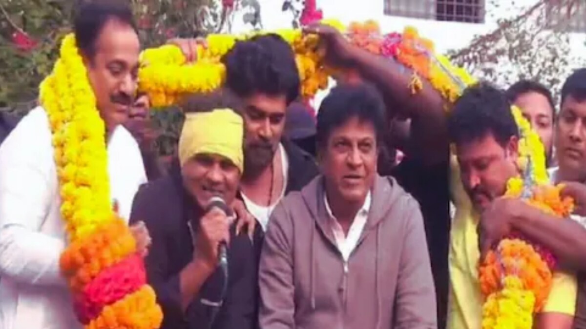 Kannada Star Shiva Rajkumar Visits Apsara Theatre With Wife Geetha ...